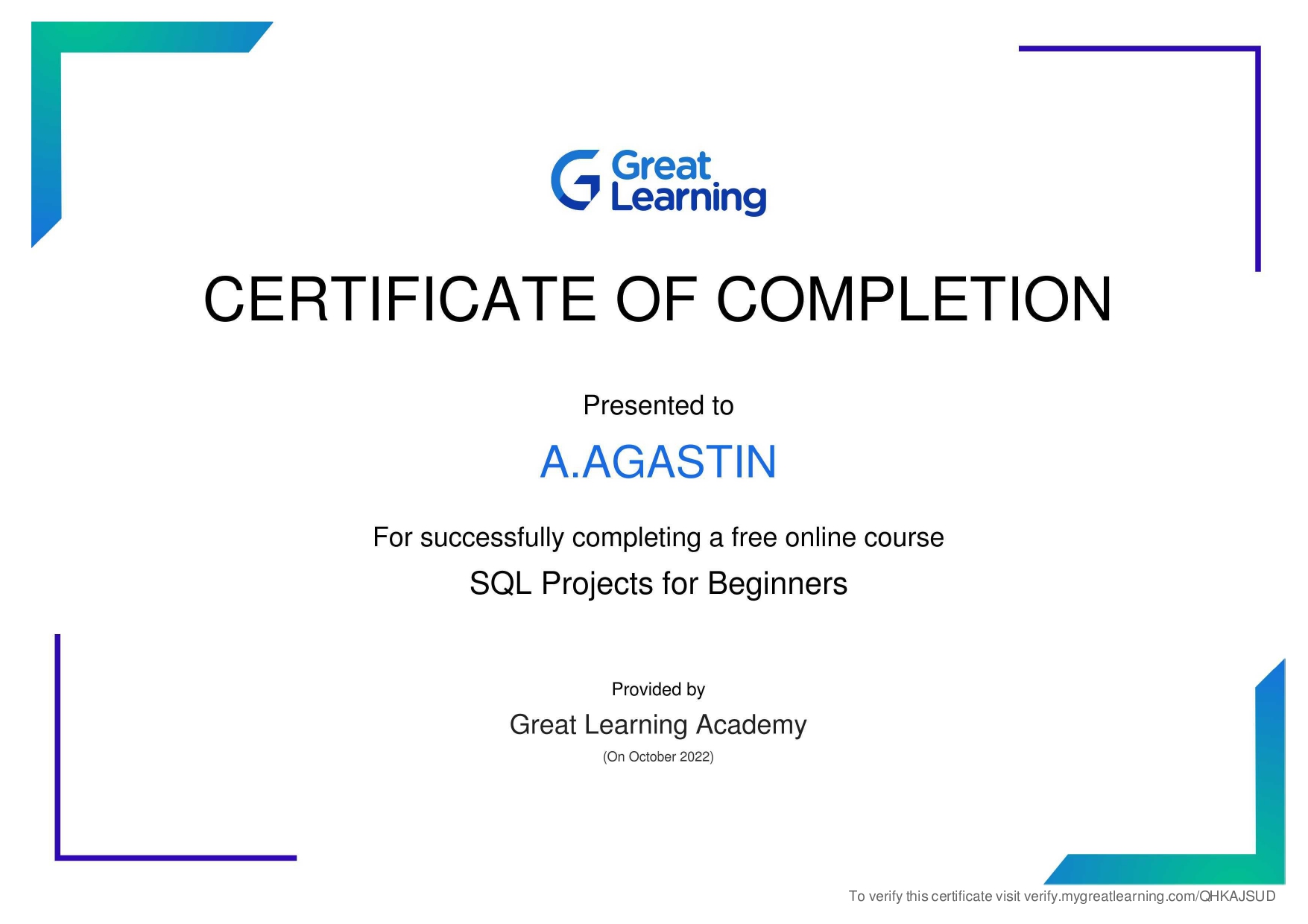 AGASTIN PORTFOLIO